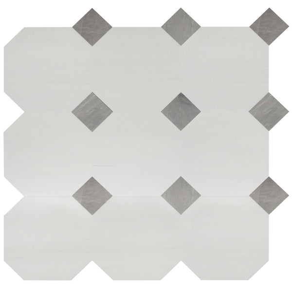Altura Stone and Tile Glacier White Honed Octagon 12'' 3/8'' Field Tile ...