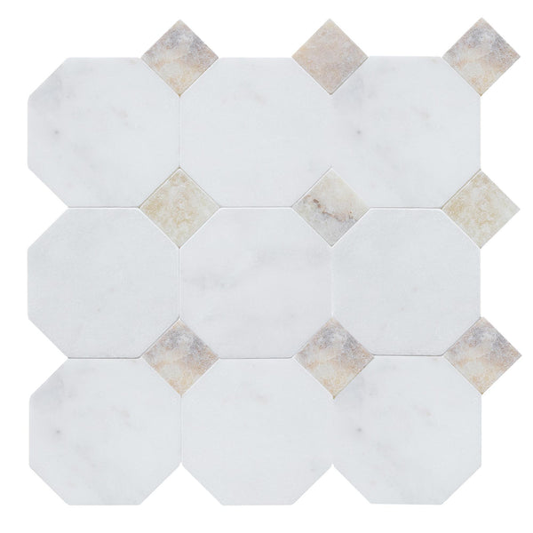 Altura Stone and Tile Afyon White Tumbled Octagon 8'' 3/8'' Field Tile ...