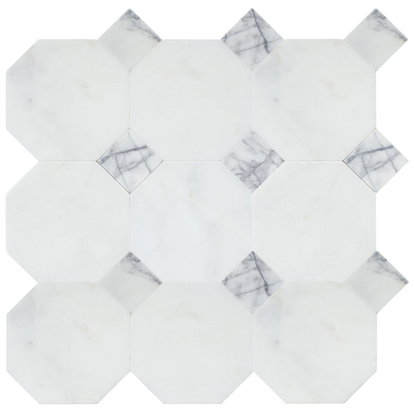 Altura Stone and Tile Afyon White Tumbled Octagon 8'' 3/8'' Field Tile ...