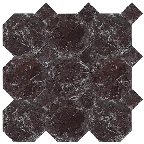 Altura Stone and Tile Rosso Levanto Tumbled Octagon 8'' 3/8'' Field ...