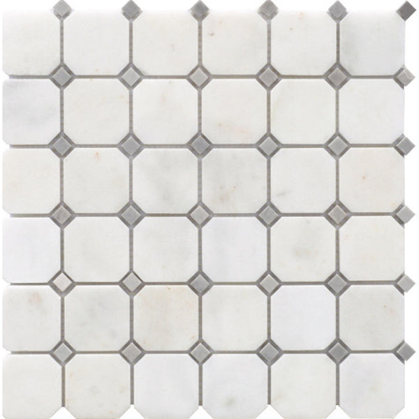 Afyon White & Ice Grey Octagon Polished Mosaic - Altura Stone and Tile