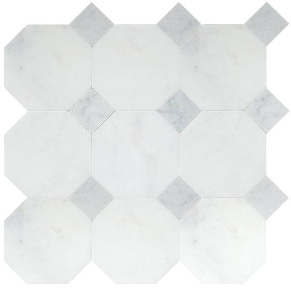 Altura Stone and Tile Afyon White Tumbled Octagon 8'' 3/8'' Field Tile ...