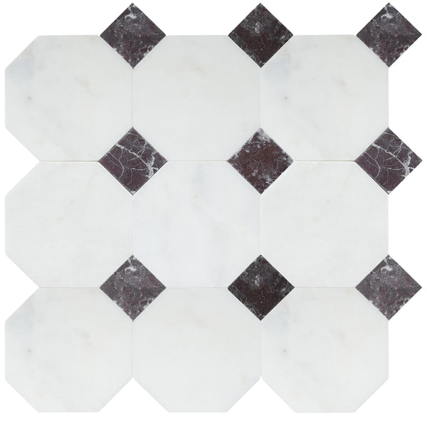 Altura Stone and Tile Afyon White Tumbled Octagon 8'' 3/8'' Field Tile ...