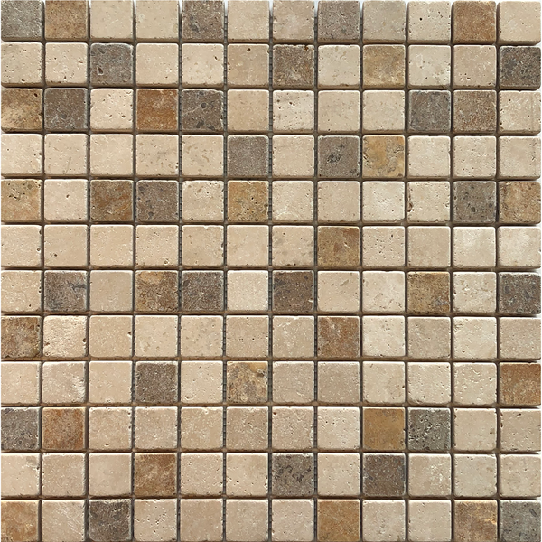 Kona Brown CC & Classic Light CC & Noce CC 1''x1'' Tumbled Mosaic ...