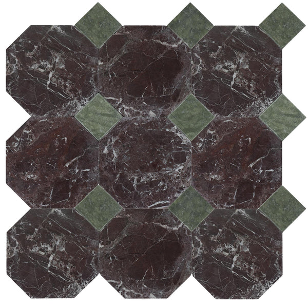 Altura Stone and Tile Rosso Levanto Tumbled Octagon 8'' 3/8'' Field ...