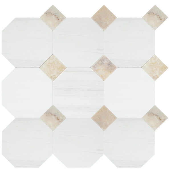 Altura Stone and Tile Glacier White Tumbled Octagon 8'' 3/8'' Field ...