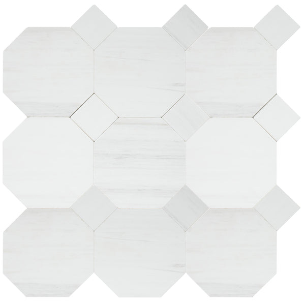 Altura Stone and Tile Glacier White Tumbled Octagon 8'' 3/8'' Field ...